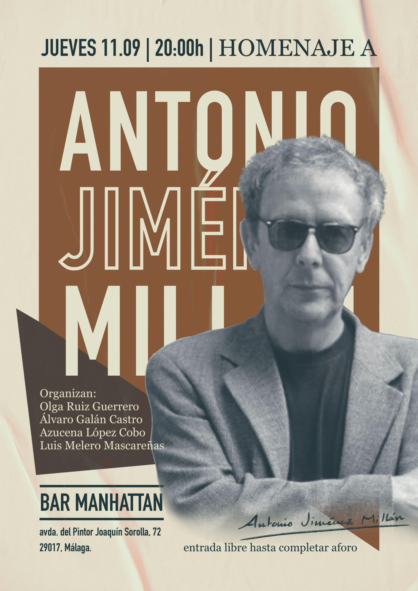 D. Fco. Ruiz Noguera, Dª Aurora Luque y Dº José Infante. HOMENAJE A ANTONIO JIMÉNEZ MILLÁN ...